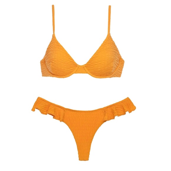Montce | Swim | Montce Swim Mari Scrunch Bikini Mango Balconette Top ...